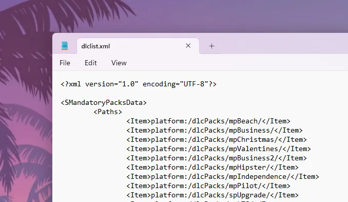 Download dlclist.xml (Original Raw File) GTA 5 Download dlclist.xml (Original Raw File) GTA 5